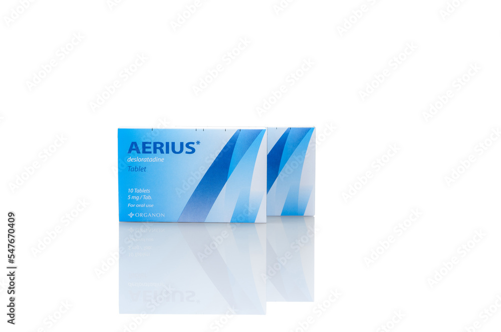 CHONBURI, THAILAND-OCTOBER 18, 2022: Aerius with packaging ...
