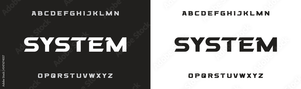 SYSTEM Elegant Modern alphabet letters font. Classic Tech Lettering ...