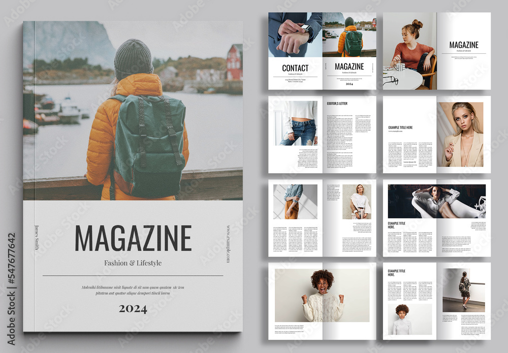 Modern Magazine Layout Stock Template | Adobe Stock