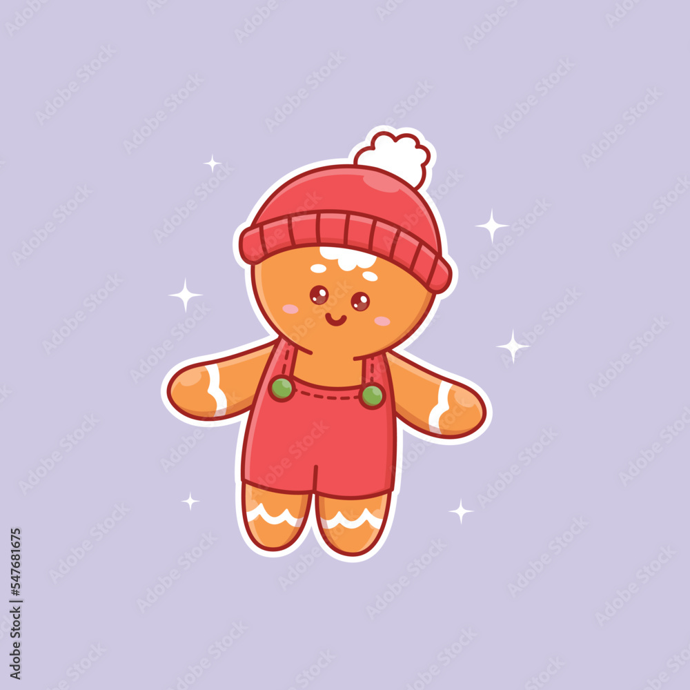 Cute cartoon gingerbread in vector illustration. Isolated food vector ...