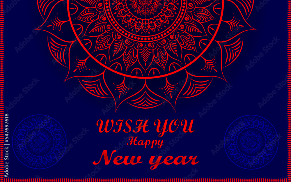 Welcome 2023 banner or poster with mandala art, happy new year 2023 ...