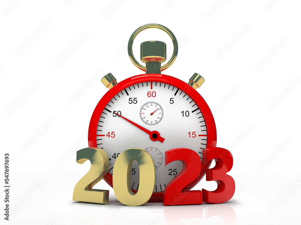 Stopwatch Clock with 2023 represents coming new year 2023, new Year 2023 concept. 2023 Golden ...