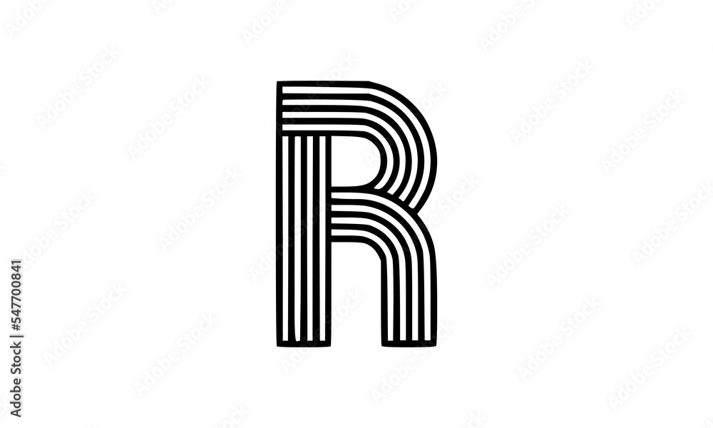 Vector Logo of Modern Alphabet Letter R, Parallel lines stylized ...