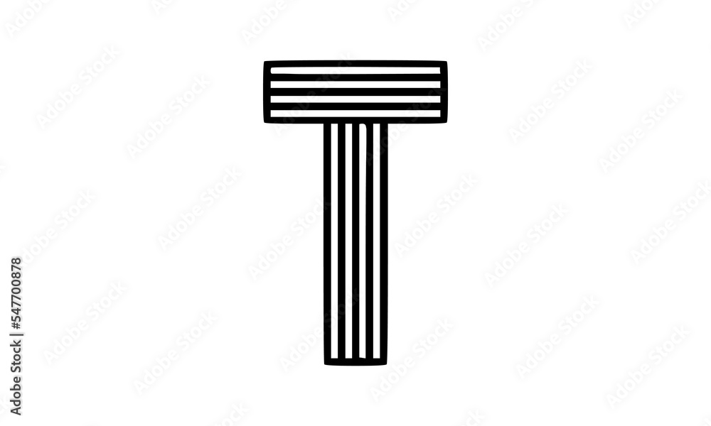 Vector Logo of Modern Alphabet Letter T, Parallel lines stylized ...