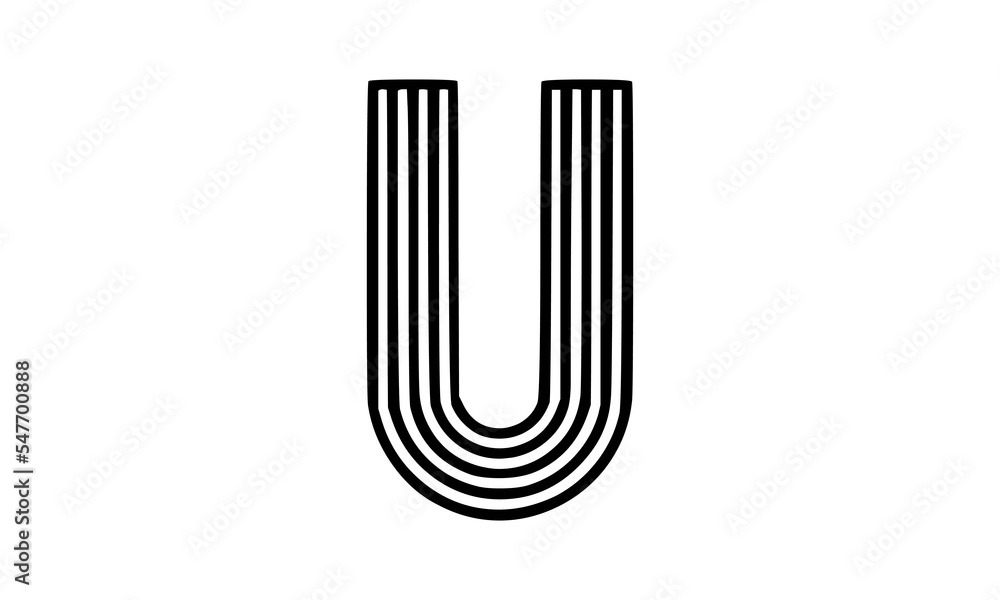 Vector Logo of Modern Alphabet Letter U, Parallel lines stylized ...