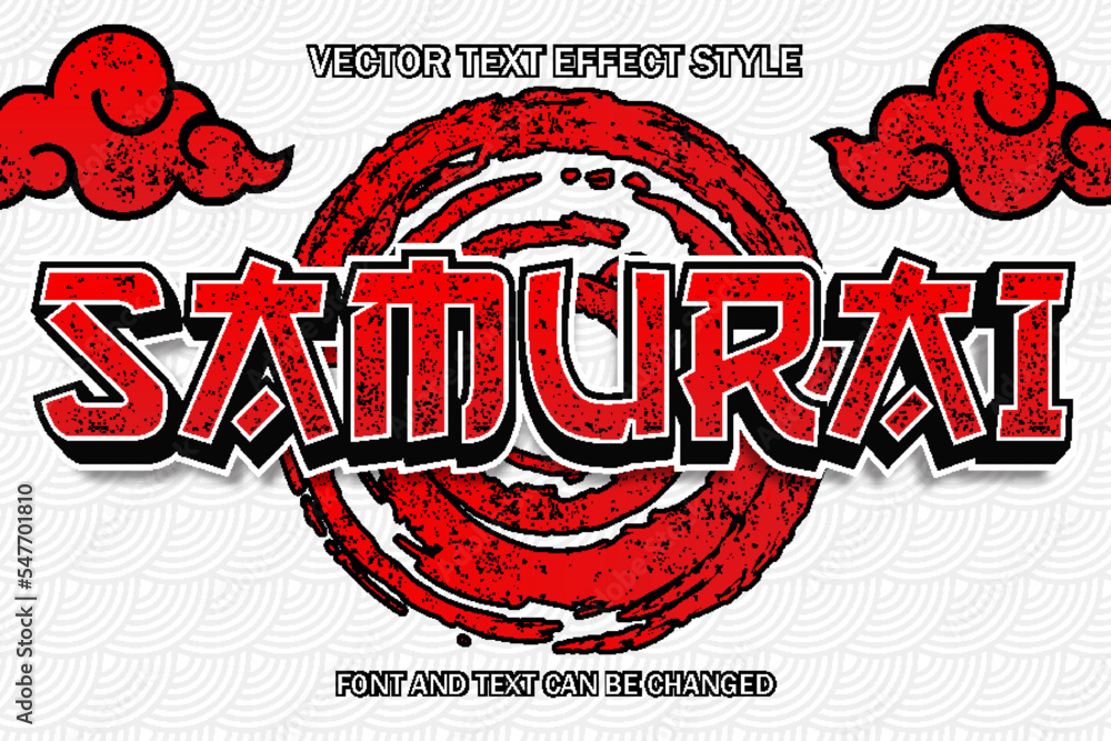 samurai japan typography 3d editable text effect font style template ...