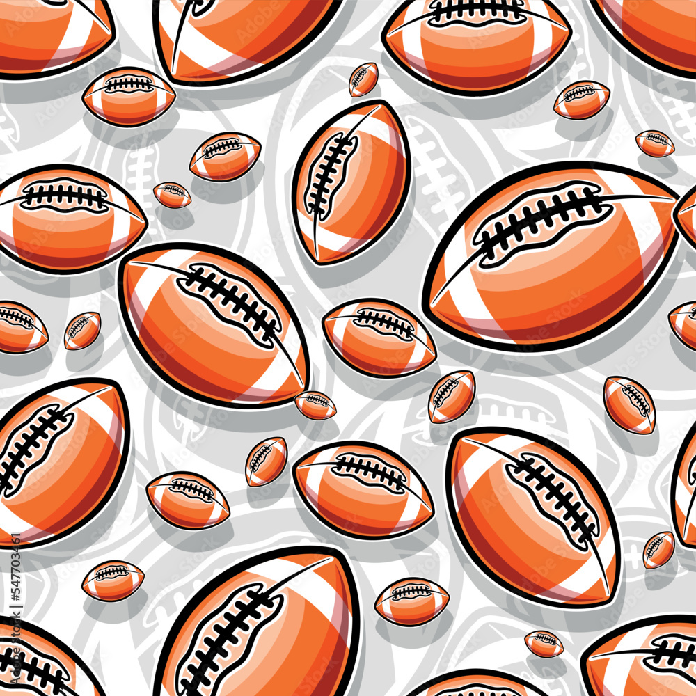 American football Seamless pattern vector art image. Rugby balls ...