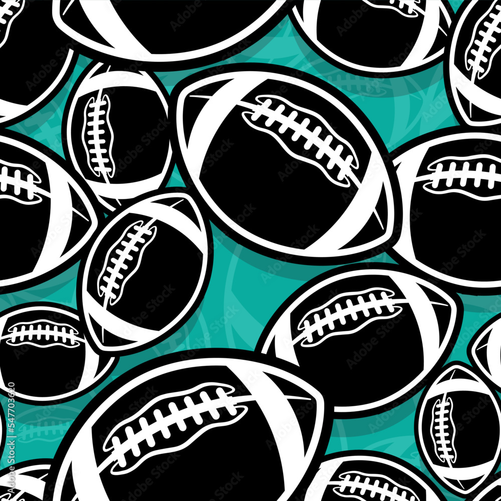 Rugby balls repeating tile background. American football balls seamless ...