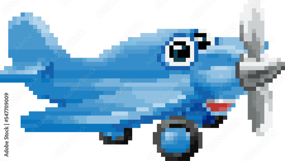 Airplane 8 Bit Pixel Game Art Cartoon Character Stock Illustration ...