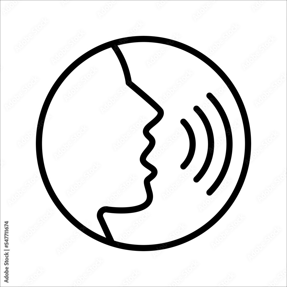 Speaking icon. Talk person sign or symbol , man with open mouth and ...