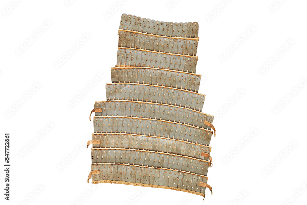 Medieval vintage armor and retro chain mail of a warrior on board a ...