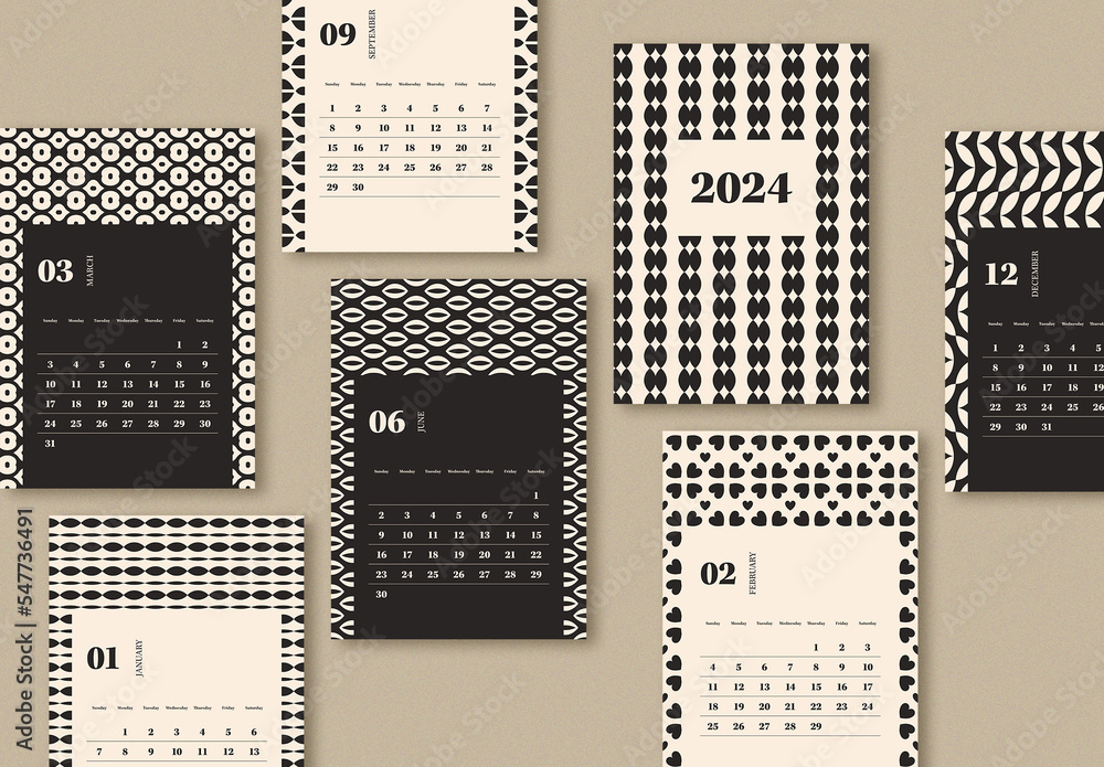 Calendar Layout in Two Colors for Mix and Match Stock Template | Adobe ...