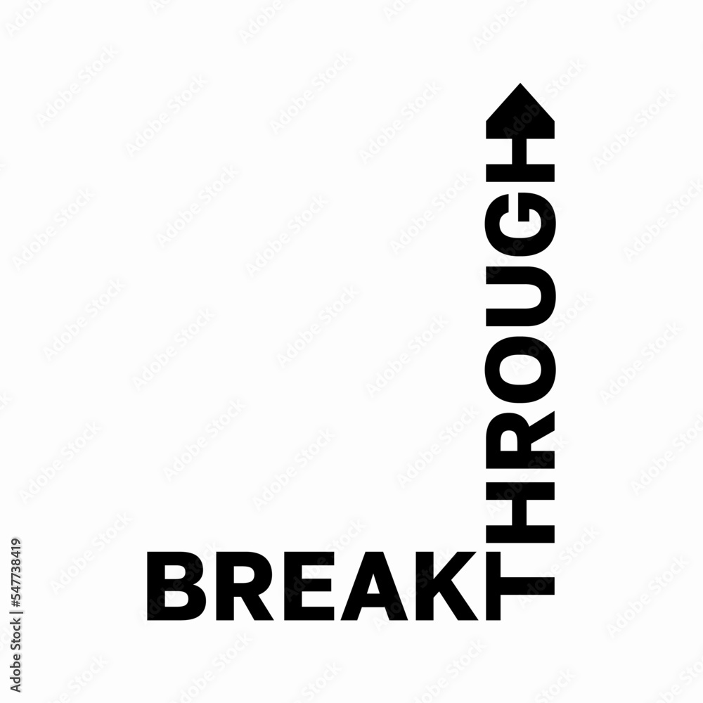 Logo from the word "Breakthrough". Symbol of new ideas, imagination ...