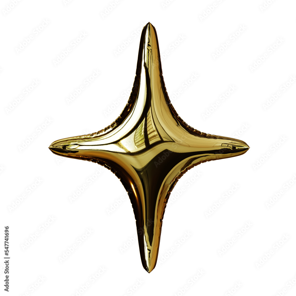 4 point star icon, gold color baloon 4 point star, 4 point gold ...