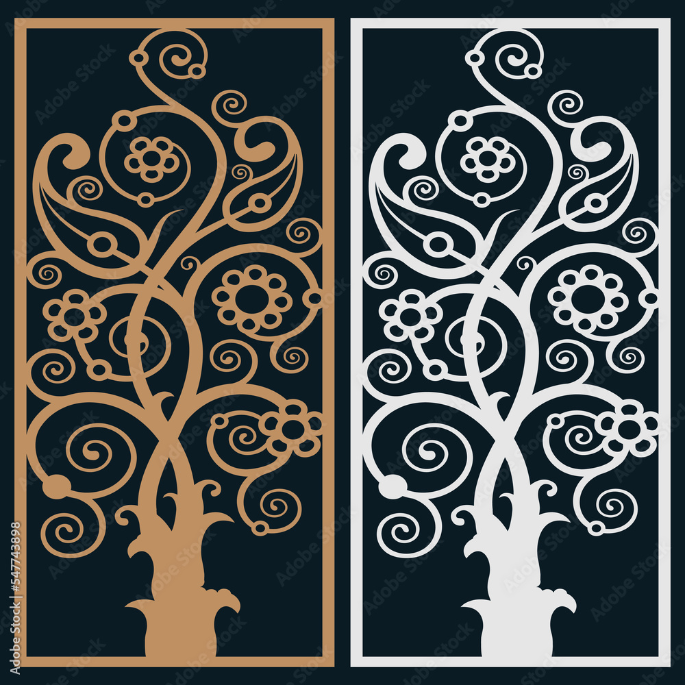 Abstract frame with tree. Two Fold invitation template. Tree card ...