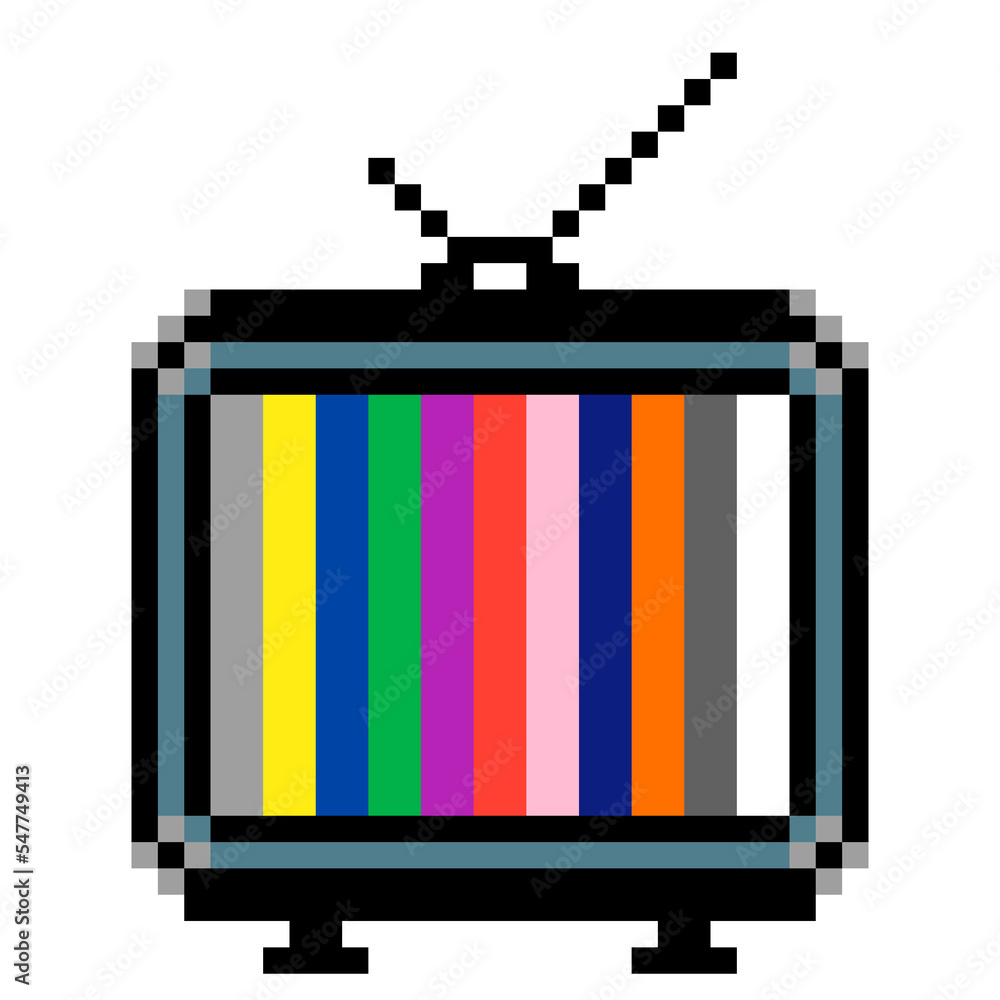 Pixel art, isolated: a retro vintage old analog tv, with an external ...