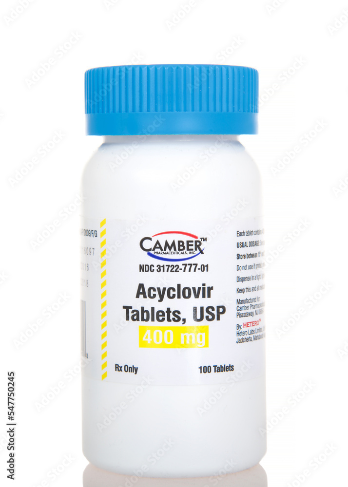 Alameda, CA - Sept 30, 2022: Bottle of Acyclovir, 400mg tablets by ...