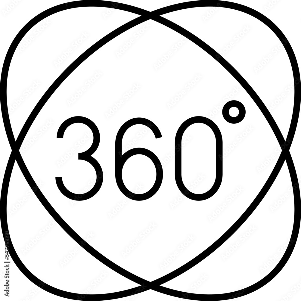 360 degrees vector icon set. Round signs with arrows rotation to 360 ...
