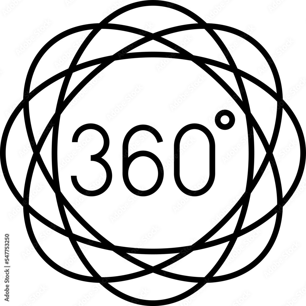 360 degrees vector icon set. Round signs with arrows rotation to 360 ...