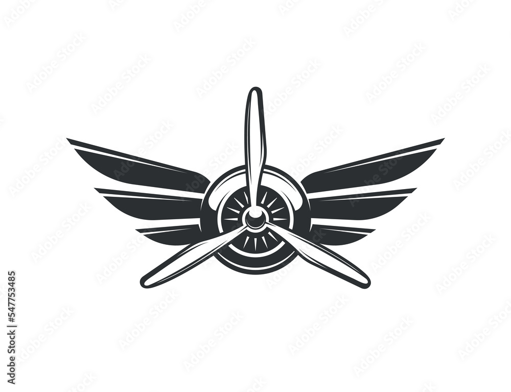 Aviation logo. Aviator symbols in monochrome style. Aviation and ...