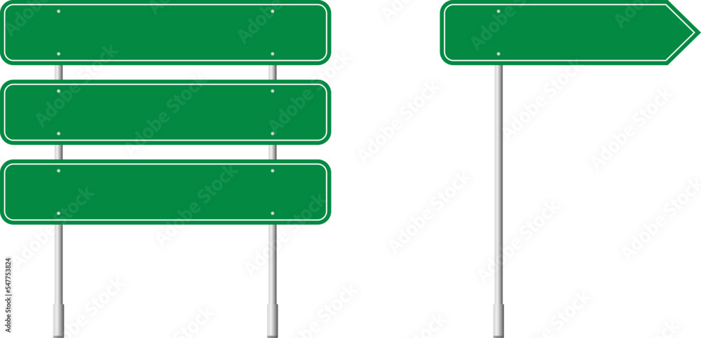 Blank signs vector for information of road direction, maps, text or ...