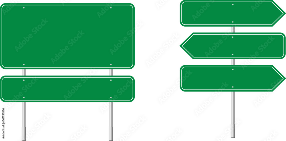 Blank signs vector for information of road direction, maps, text or ...