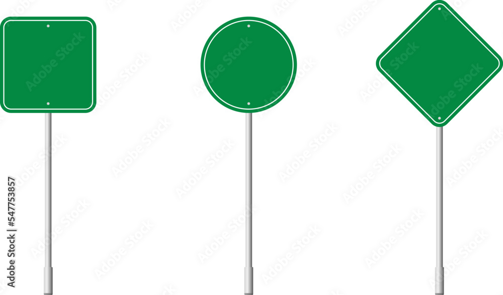 Blank signs vector for information of road direction, maps, text or ...