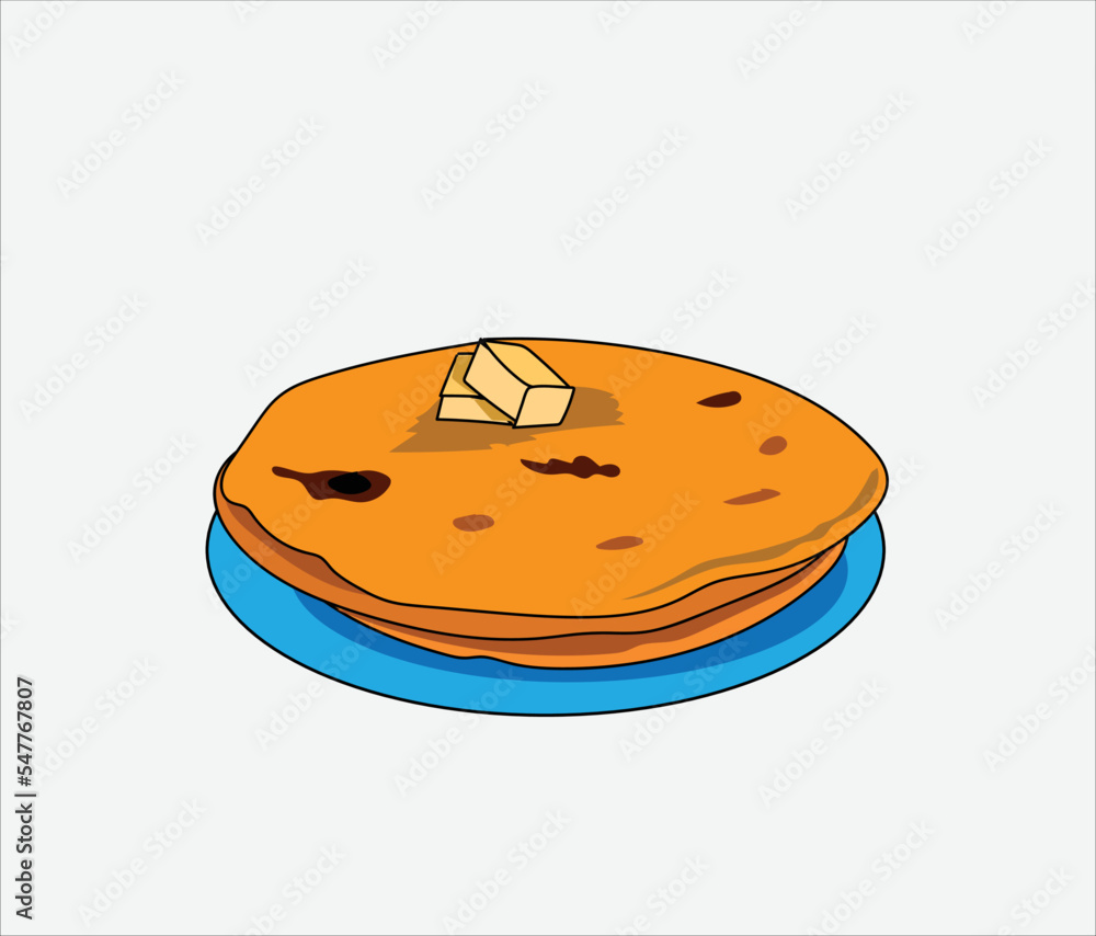 Paratha Indian and Pakistani food vector illustration Stock Vector ...