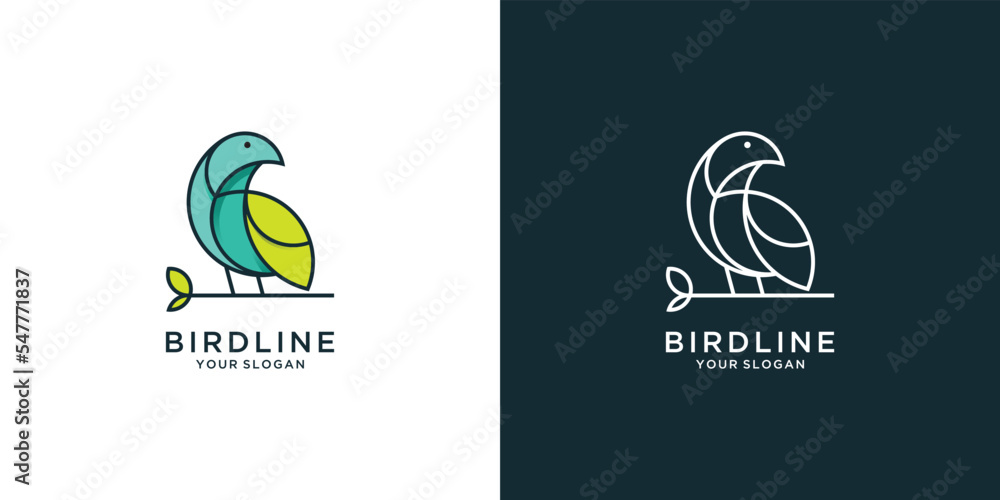 Colorful bird line logo design inspiration Stock Vector | Adobe Stock