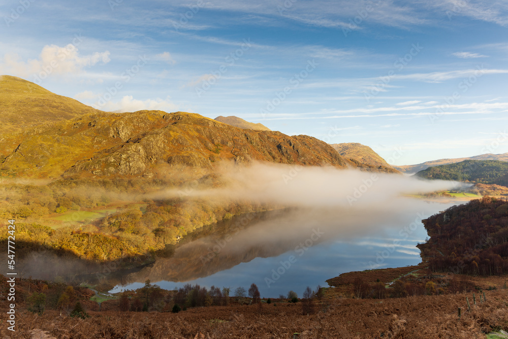 Llyn Dinas is a small lake in the heart of the Snowdonia national park. This was taken in the ...