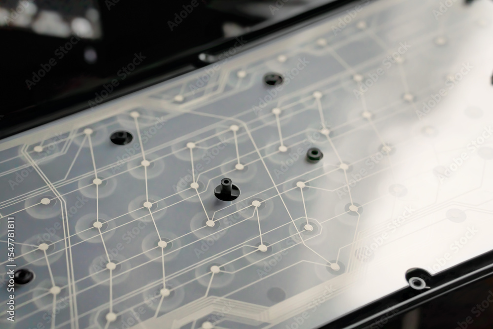 repair, cleaning the keyboard. disassembled black keyboard, flexible ...