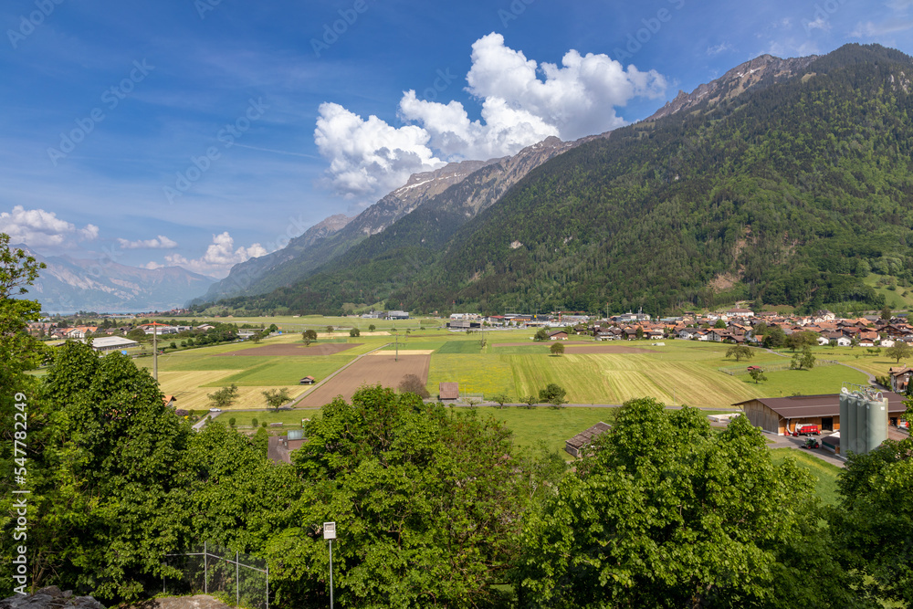 Farmlands in Switzerland inbetween the towns of Wilderswil and ...