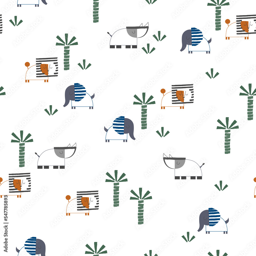 Safari animals - cute seamless pattern for kids design. Digital paper ...