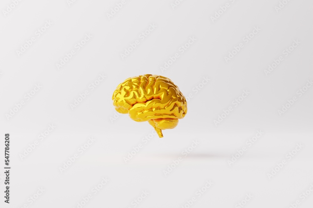 Orange brain on an white background. Business concept, brain storming ...