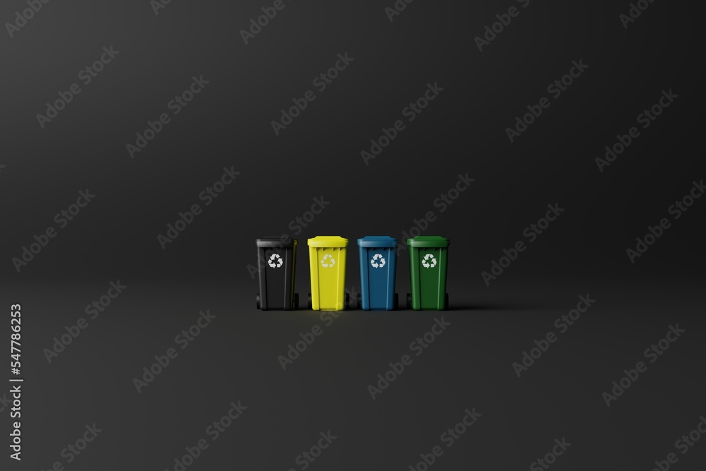 Waste bins for segregation. Wastepaper basket in different colors for ...