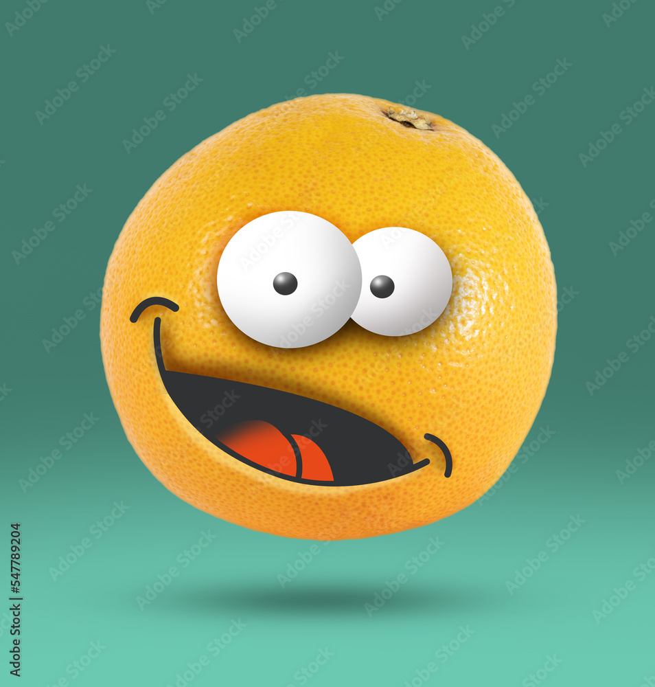 personnage amusant représentant un pamplemousse avec des yeux et une ...