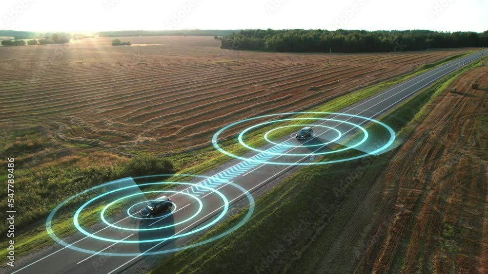 Autopilot of autonomous cars via gps controls traffic. Smart cars on ...