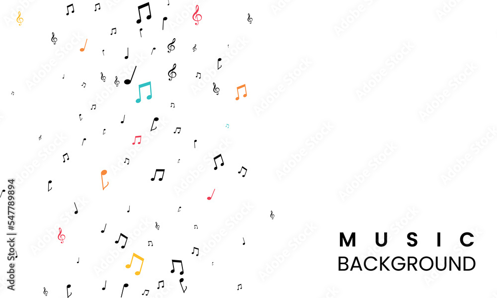 musical notes background with simple color, colorful music notes ...