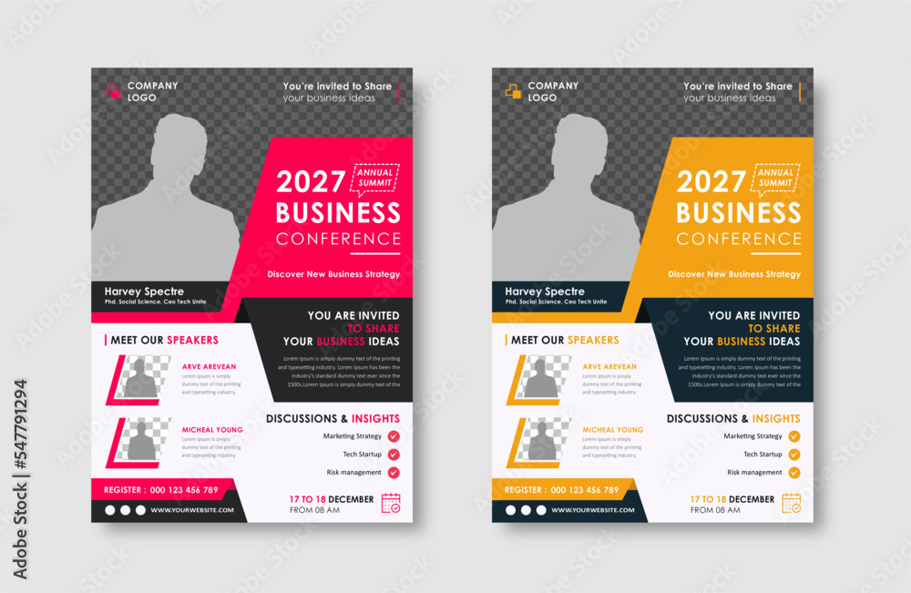 Business conference live meeting & event flyer template. Corporate ...