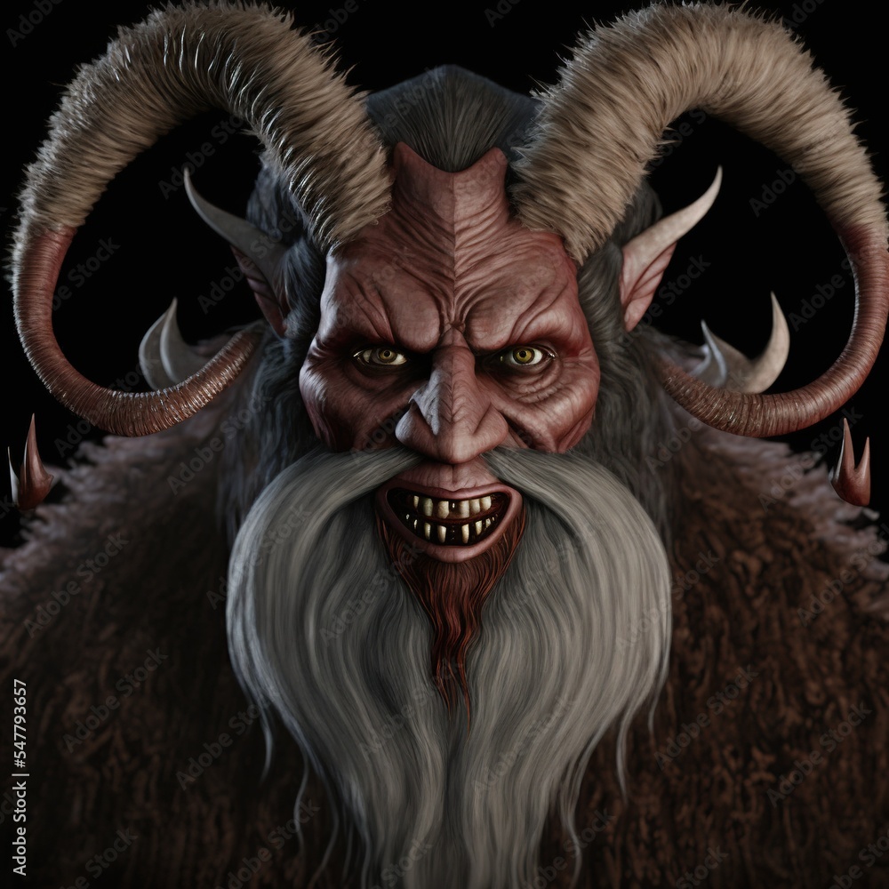 Krampus the Christmas Devil. Evil horned beast character design ...