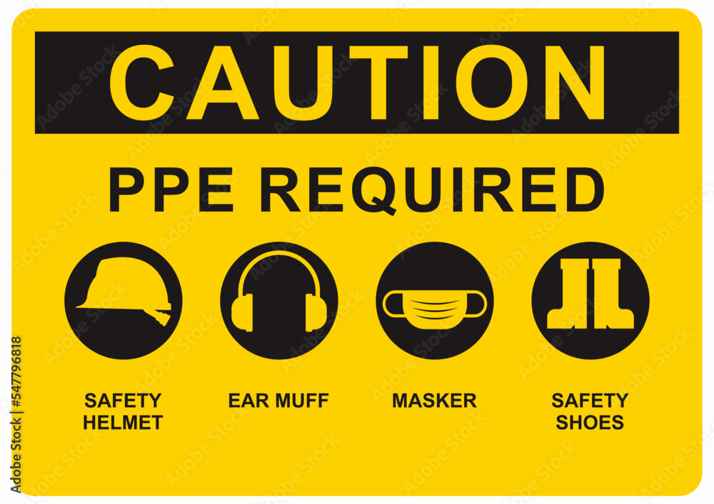 Vetor de Work safety warning signs. Obligation and mandatory to wear ...