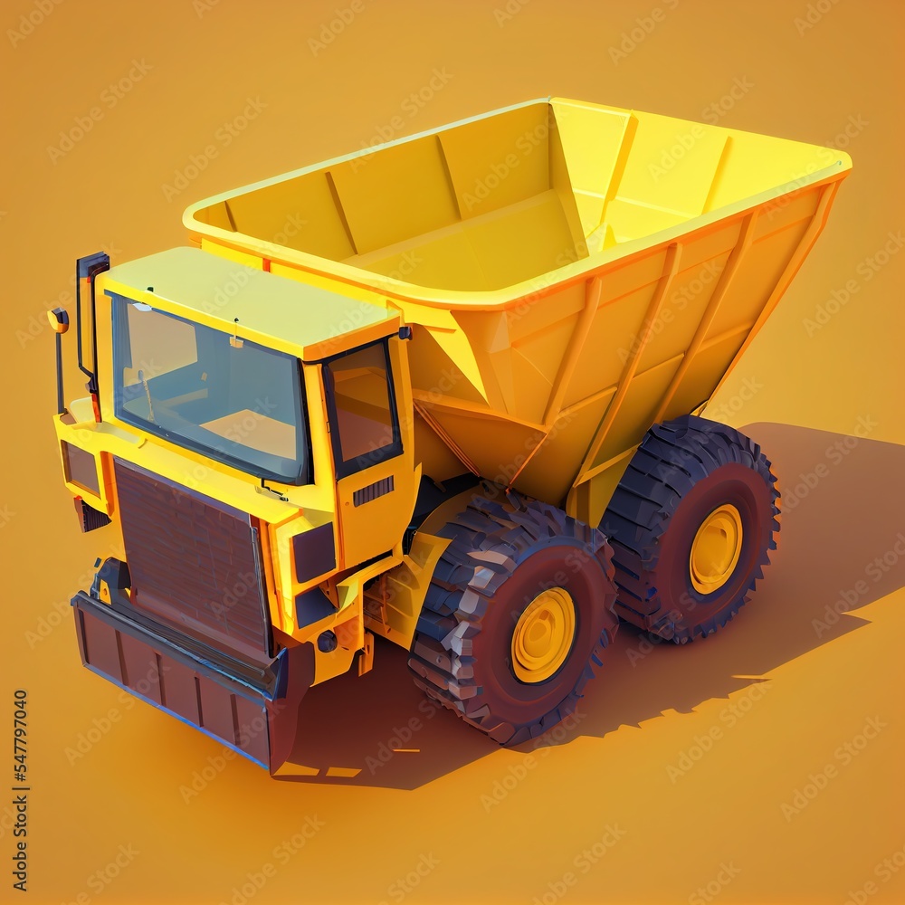 Cartoon dumper truck isometric model in 3d icon style, AI generated ...