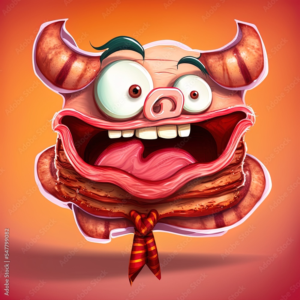 cartoon illustration of a funny bacon Stock Illustration | Adobe Stock