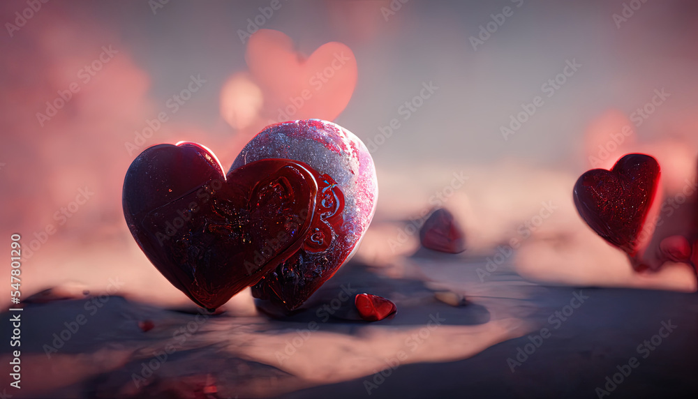 Red abstract background with heart symbol. The birth of love, abstract ...