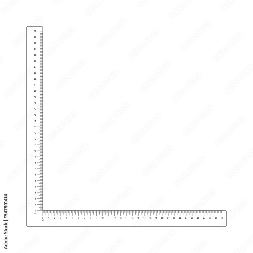 30 cm corner ruler template. Measuring tool with vertical and ...
