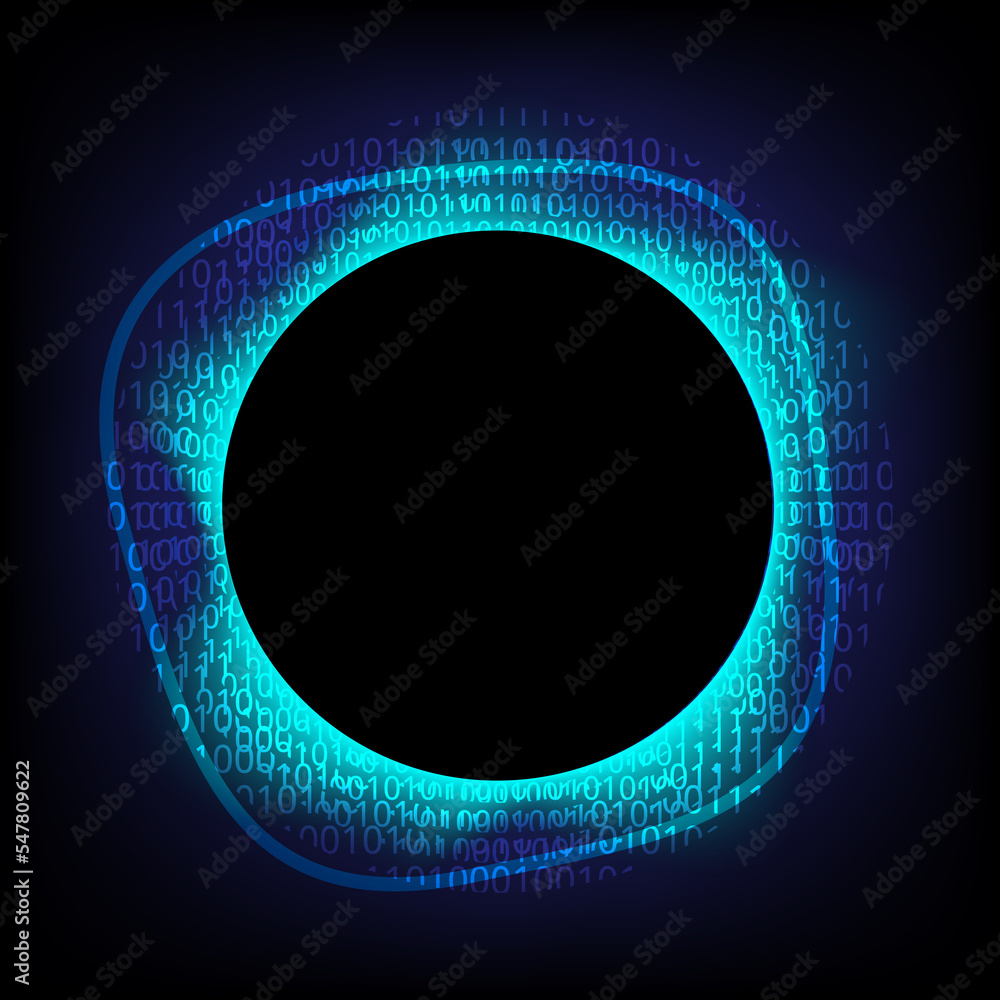 blue network light code of circle with code abstract technology ...