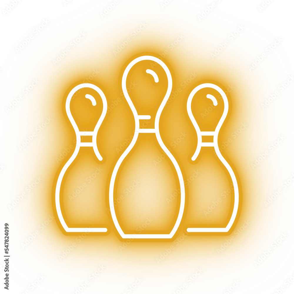 Neon yellow bowling pins, bowling on transparent background Stock Photo ...