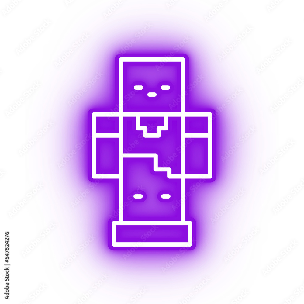 Neon purple creeper icon, minecraft icon on transparent background ...