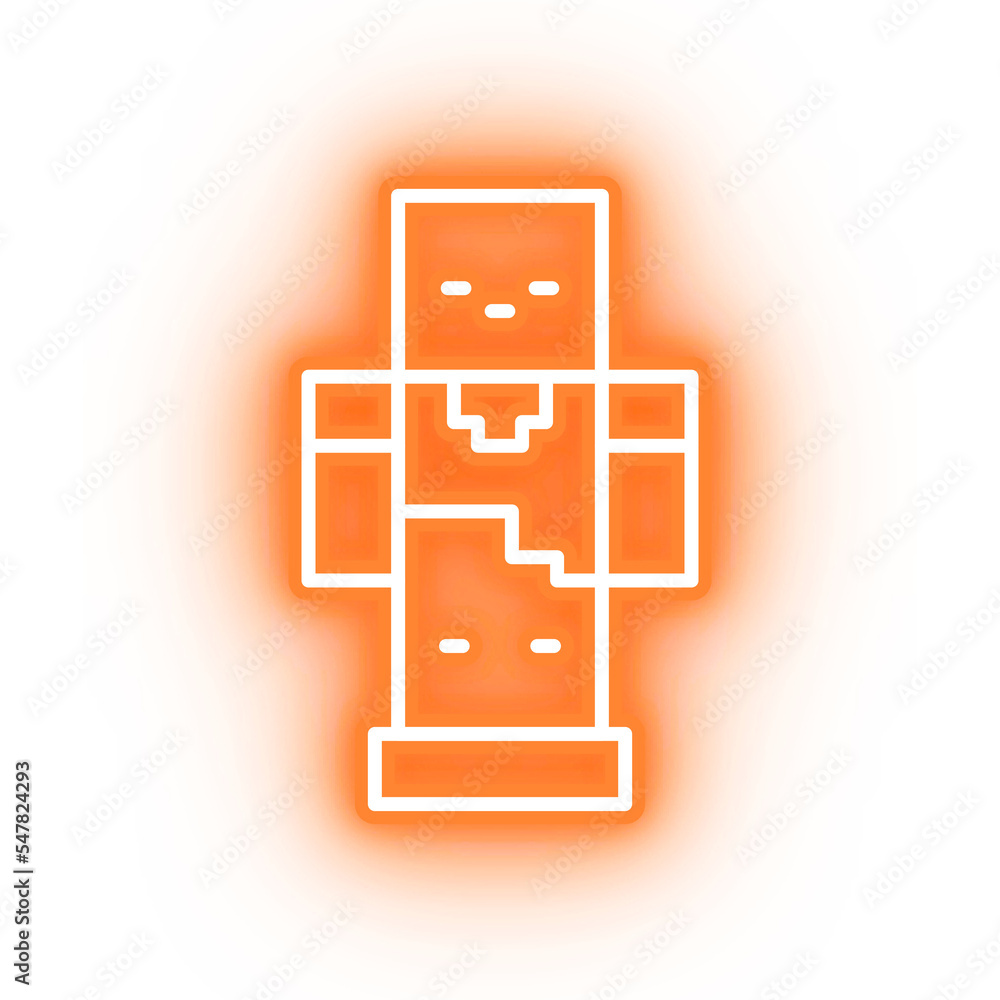 Neon orange creeper icon, minecraft icon on transparent background Stock Illustration | Adobe Stock