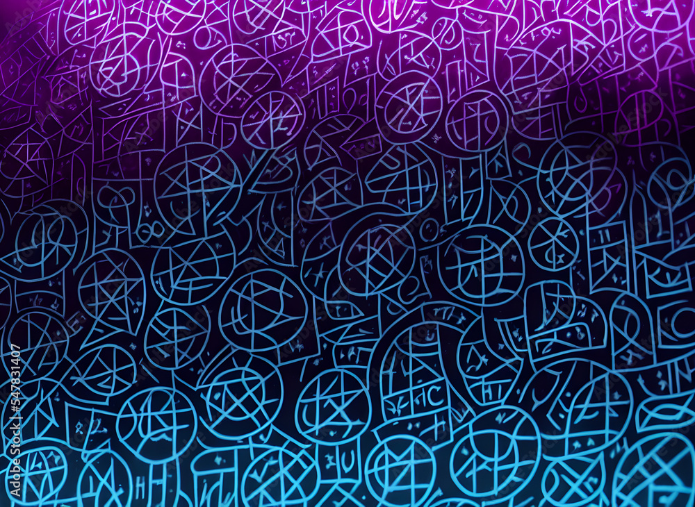 Abstract rune and arcane magic occult symbol background. Mystical ...